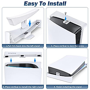 OIVO PS5 Horizontal Stand, PS5 Accessories Base Stand Compatible with Playstation 5 Console Disc & Digital Editions, Upgraded PS5 Desk Stand with Screw Fixing (White)