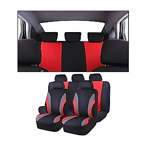 AUCELI Car Seat Covers Full Set, Breathable Front and Rear Seat Covers with 2mm Composite Sponge Inside, Premium Cloth Automotive Seat Cushion Protectors Covers for Most Cars