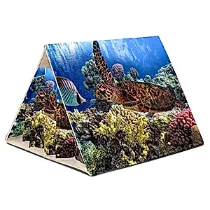 Turtle Underwater Sea, Guinea Pig Bed Washable Small Animal Hideout, Hamster Cage Accessories for Gerbils Chipmunks Squirrels Hedgehogs Guinea Pigs