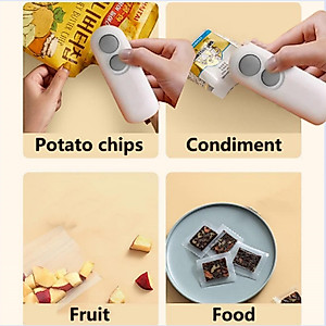 Mini Bag Sealer,Portable,Rechargeable Handheld Heat Vacuum Sealer,2 in 1 Sealer and Cutter, Portable Resealer Machine for Plastic Bags Food Storage Snacks Freshness，Magnetic attraction (White)