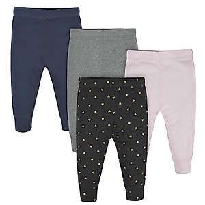 Gerber Baby Girls Multi-Pack Active Pants Set, Hearts, 6-9 Months