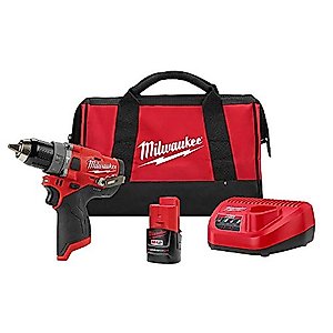 Milwaukee 2504-21 M12 FUEL CP Brushless Lithium-Ion 1/2 in. Cordless Hammer Drill Driver Kit (2 Ah)