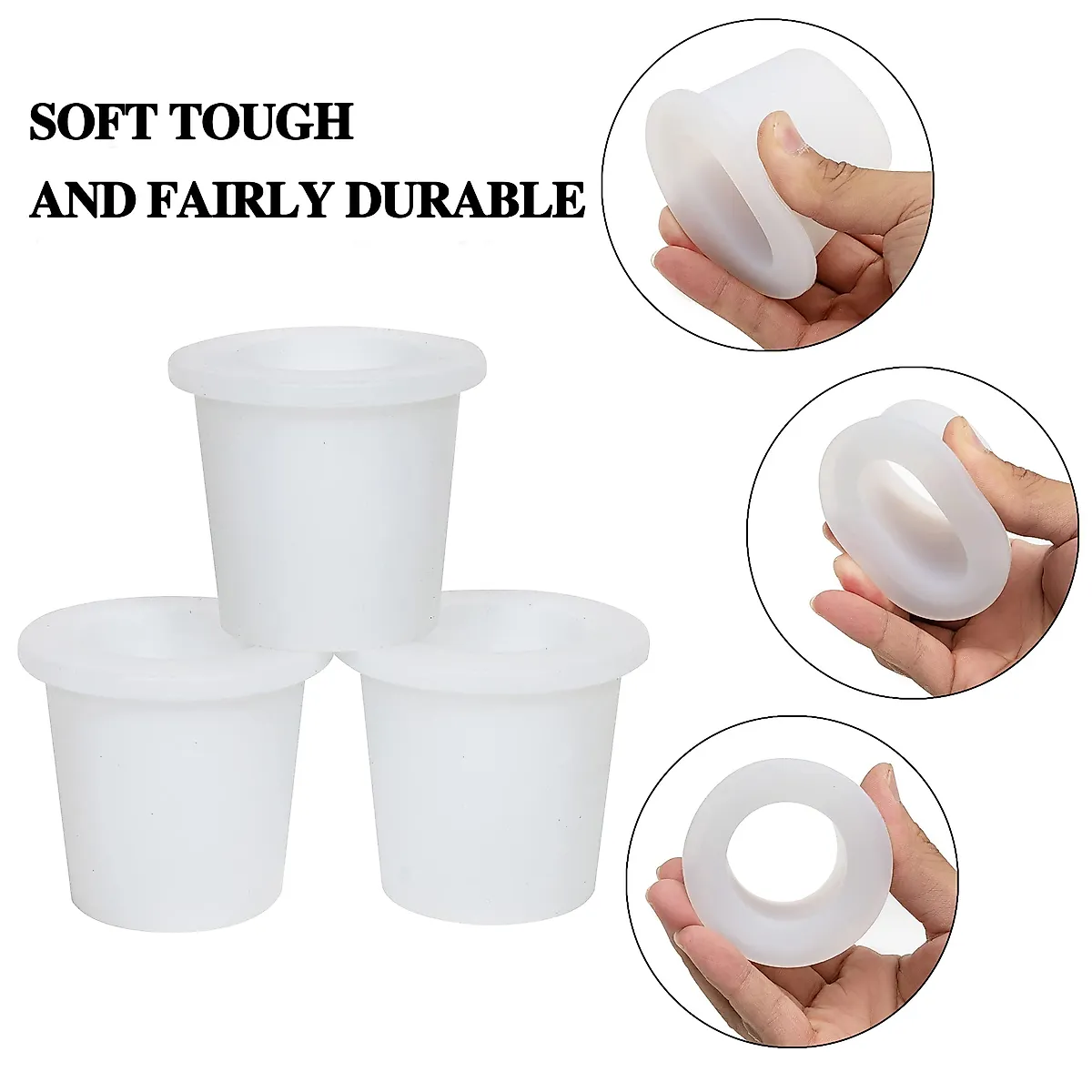 HQLESHUI 3 Pieces Patio Table Umbrella Hole Ring Umbrella Cone Wedge Plug Umbrella Stabilizer Sleeve for 2 to 2.6 Inch Patio Table Hole and 1.5 Inch or Umbrella Pole Adapter (Transparent)