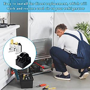 Mudder QP2-4.7 PTC Starter Relay 1 Pin Refrigerator Starter Relay and 6750C-0005P Overload Protector Compatible with LG Refrigerator Compressor, 2 Pieces in Total