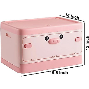 hawkrise Foldable Animal Shape Kids Toy Organizer with Stackable Design and Open Lid – Versatile Storage Solution for Toys, Clothes, Snacks, and Books (Pig)
