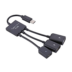 Jiali USB-C 4K Hub Converter Portable USB-C/Type-C Male to Dual USB Ports Female + Micro USB Female Mini Cable Hub Splitter Adapter