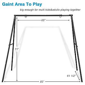 550lbs Swing Stand A Frame Heavy Duty, 71” Height Full Metal Swing Frame,Anti-Rust and All Weather Resistance,Suit Saucer Swing,Swing Chair for Kids in Backyard,Outdoor (Black Frame Without Swing)