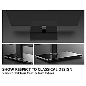 FITUEYES Universal TV Stand Table Top TV Stand for 27-55 inch LCD LED TVS Height Adjustable TV Base with Tempered Glass Base Wire Management VESA 400x400mm Holds up to 88 Pounds