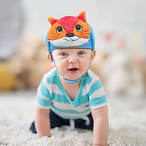 Entyle Baby Safety Helmet, Infant Toddler Adjustable Protective Hat, Head Protector for Crawling walking, Soft Headguard Infant Head Cushion for Learning to Climb and Walk (Blue Cat)