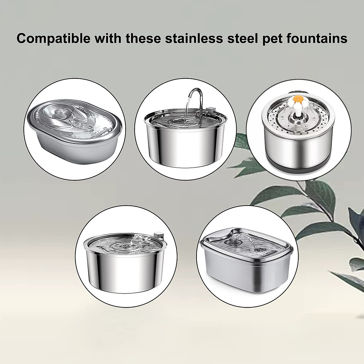 Cat Water Fountain Pump for 3.2L/108oz Stainless Steel Cat Water Fountain and 67oz/2L Stainless Steel Cat Fountain, Petilog Pet Fountain Pump, Ultra Quiet Cat Fountain Pump