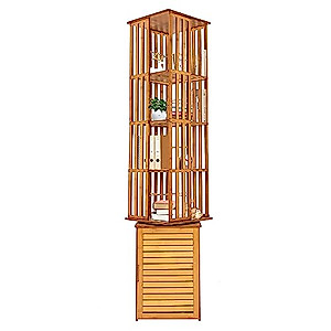 KenSyuInt 360° Rotating Bookshelf,6-Tier Corner Bamboo Book Shelf,Storage Display Stand Upright Bookshelf Organization,for Living Room,Balcony,Office, Sitting Room,Corridor (Brown)