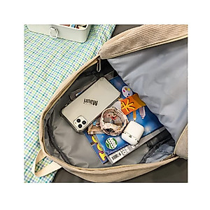 Aoakva Kawaii Bear Corduroy Backpack Cute for Teen Girl Boy Middle School Large Size (Brown)