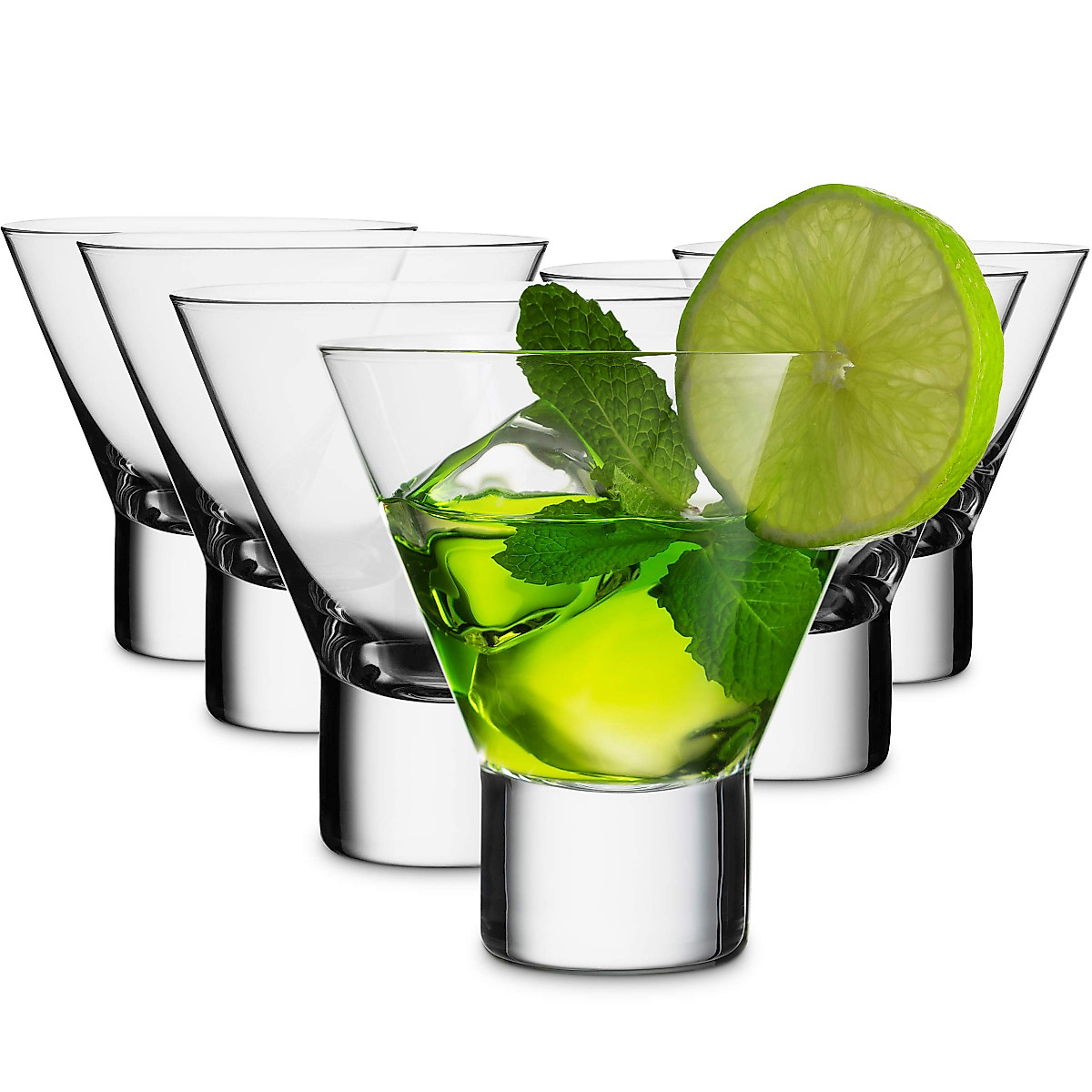 MITBAK 8 - Ounce Martini Glasses (Set of 6) | Elegant cocktail Cups | Great for Martini, Cocktail, Whiskey, Liquor, Margarita, & Other Alcoholic Beverages | Bar Glasses Made In Slovakia