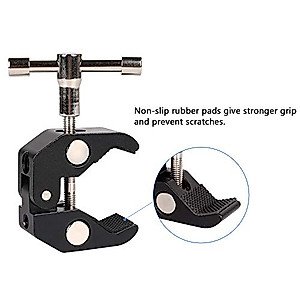 QYXINC 4Pack Super Clamp with 1/4 and 3/8 Thread Camera Clamp Mount，Crab Clamp Rod Clamp Clip for Cameras, Rods, Lights, Hooks, Shelves, Cross Bars, etc