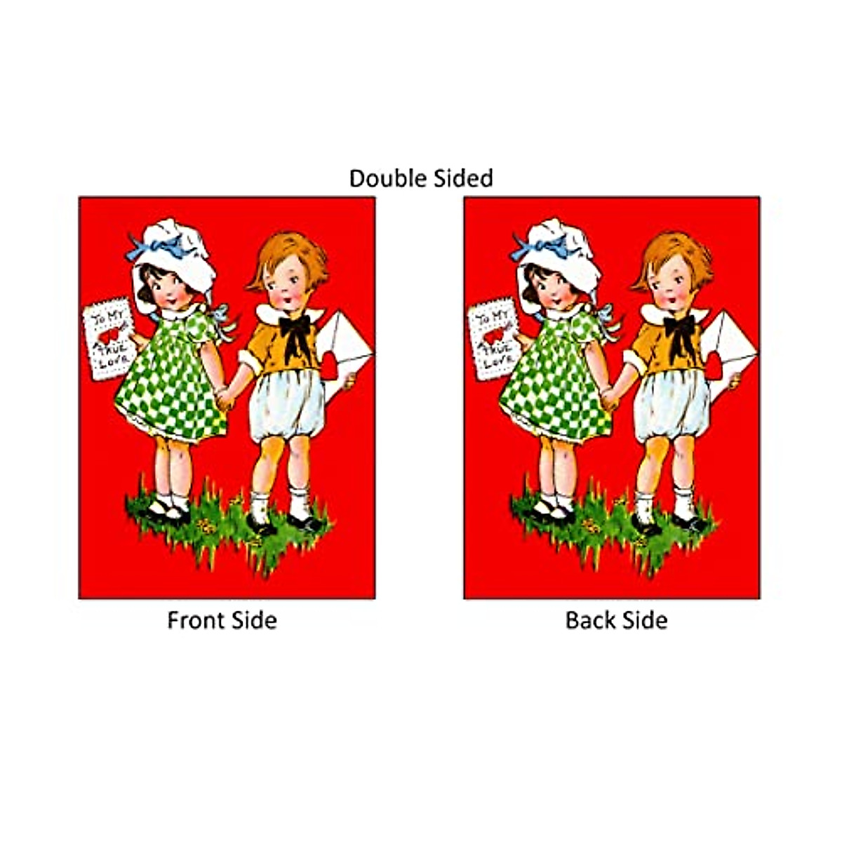 Happy Valentine's Day Garden Flag - Retro Valentines Day Yard Flag - Valentines Day Garden Flags 12x18 Double Sided - Red Vintage Garden Flag Design by Jolly Jon