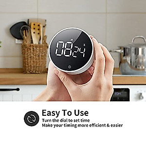VOCOO Digital Kitchen Timer - Magnetic Countdown Countup Timer with Large LED Display Volume Adjustable, Easy for Cooking and for Seniors and Kids to Use (White)
