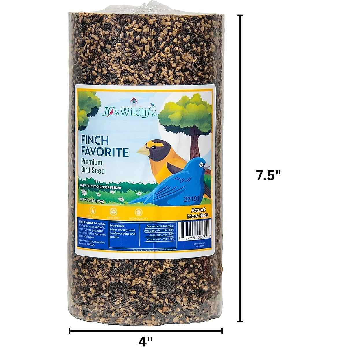 JCs Wildlife Finch Favorite Premium Bird Seed Small Cylinder (1 Cylinder)