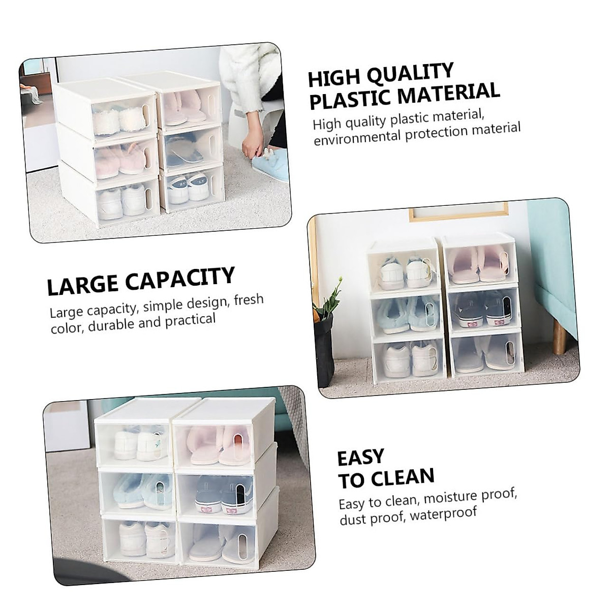 CHILDWEET Shoes Organiser Window Design 2 Pack Shoe Showcase Box Large Storage Case for Shoes Socks Underwear