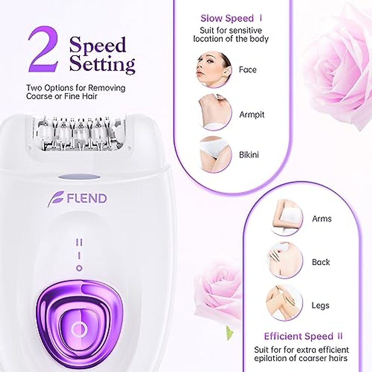 Epilator for Women, Epilator for Women Legs, Pluxy Hair Removal for Face, Electric Shaver & Epilator, Face Epilator for Women, 2 in 1 Body Trimmer Razor with LED Light for Underarms Legs Arms Bikini
