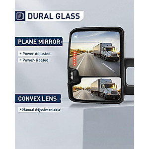 ECCPP Tow Mirrors Towing Mirrors Compatible with 1999-2002 for Chevy Silverado for GMC Sierra Pickup with Left Right Side Power Control Heat LED Turn Signal Running Clearance Light with Black Housing