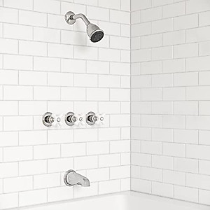 Pfister LG01-8CPC 3 Tub & Shower Faucet with Metal Cross Handles, Combo-Chrome/White Porcelain