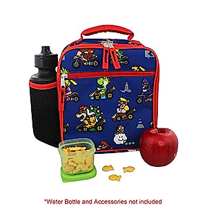 Nintendo Mario Kart Boy's Girl's Soft Insulated School Lunch Box (One Size, Blue)