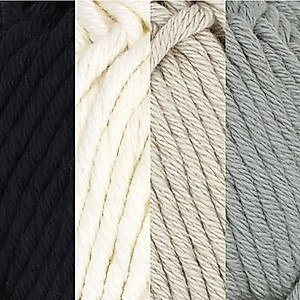 JubileeYarn Lacery Yarn - Chunky Cotton - 100g/Skein - Shades of Grey - 4 Skeins