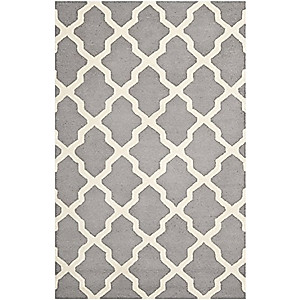 SAFAVIEH Cambridge Collection 8' x 10' Silver / Ivory CAM121D Handmade Trellis Premium Wool Area Rug
