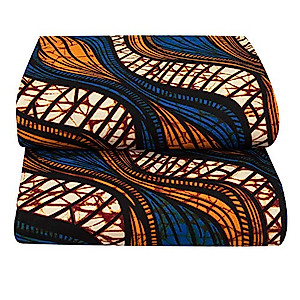 African Fabric 6 Yards BintaRealwax 100% Polyester Ankara Fabric for Party Dress 6233