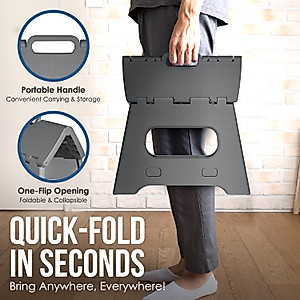 SPLENDOLE Folding Step Stool - 11-Inch Non-Slip Foot Stool for Kitchen, Bathroom, Living Room - Compact and Lightweight Stool Chair with 250-Lb Maximum Weight Capacity Step Stools for Kids and Adults