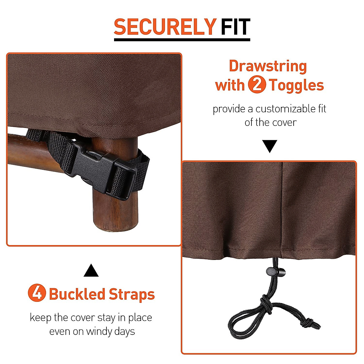 Arcedo Patio Furniture Set Cover, Waterproof Outdoor Round Table and Chairs Set Cover, Heavy Duty Garden Furniture Cover for Patio Dining Set, All Weather Protection, 94”Dia x 30”H, Beige & Brown