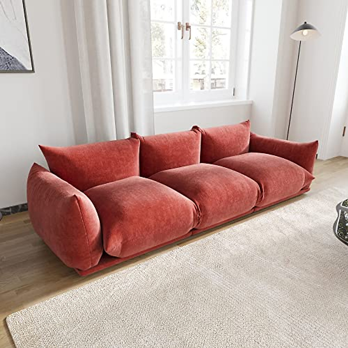 TIFLON Modular Sectional Sofa,104inch Minimalist Sofa Couch,Convertible Couch, Lovesofa Chenilleyarn 3 Seater Modern Living Room Sofa Sets for Office House-Red