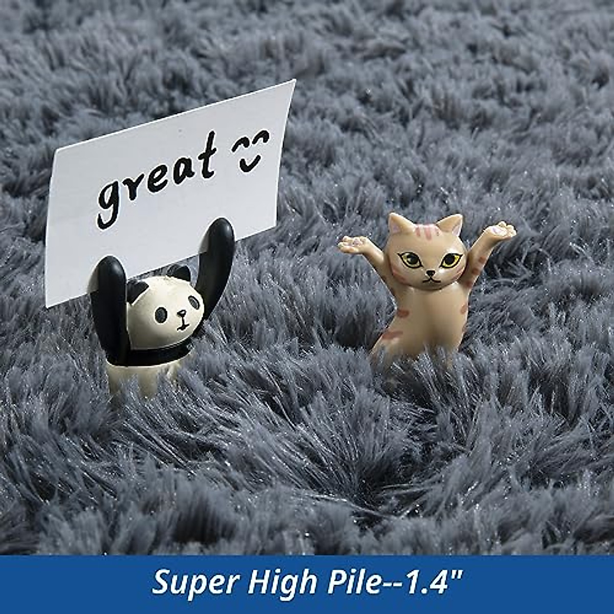 BALAPET Modern Plush Area Rug 9x12, Ultra Soft Large Faux Fur Area Rug for Bedroom Living Room, Non-Skid Indoor Carpet for Kids Playroom Home Decor, Solid Grey