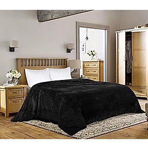 Utopia Bedding Fleece Blankets Bundle Pack of Black and Burgundy Queen Size Bed Blankets