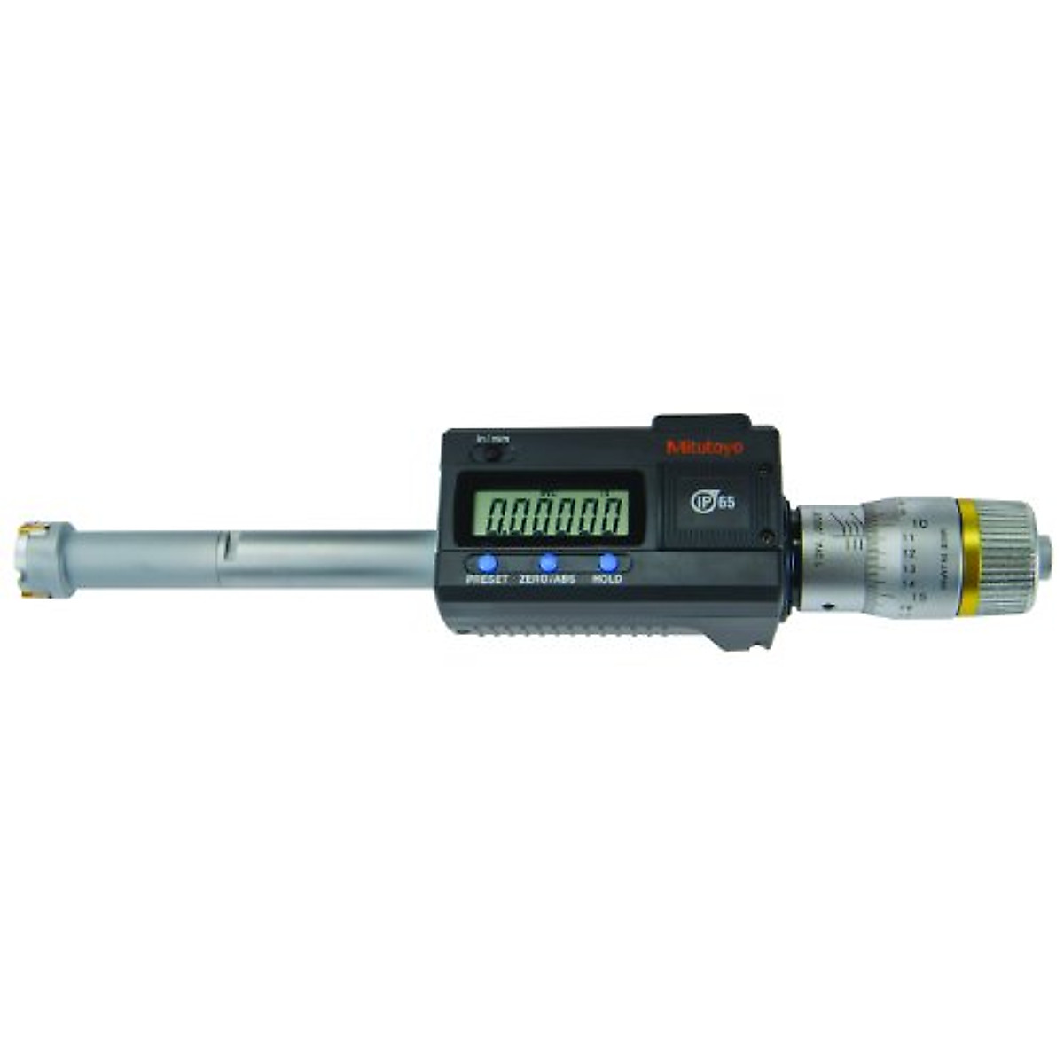 Mitutoyo 468-270 Digimatic Holtest LCD Inside Micrometer, Three-Point, 2-2.5"/50.8-63.5mm Range, 0.00005" Graduation, +/-0.00015" Accuracy