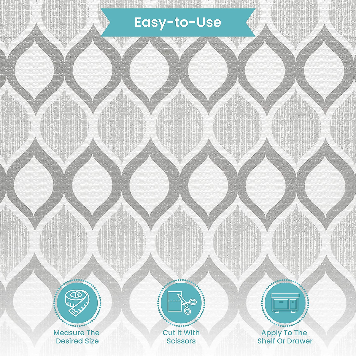 Con-Tact Brand Grip Prints Durable Adhesive Non-Slip Shelf and Drawer Liner, 18" x 4', Savoy Stone