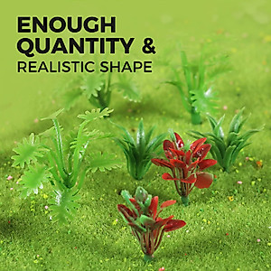 Yetaha 90 Pcs Mini Model Trees Plants, Miniature Plants Green Shrubs Bush Model Artificial Plants for Train Scenery Railway Sand Architecture Craft DIY Landscape Dollhouse Cake Topper Decor