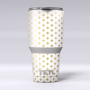 Design Skinz The Gold Mirco Cross Pattern - Skin Decal Vinyl Wrap Kit Compatible with The Yeti Rambler Cooler Tumbler Cups