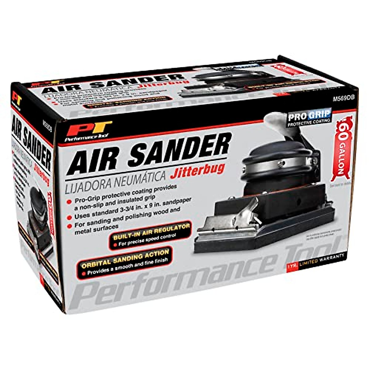 Performance Tool M569DB Jitterbug Air Sander - Professional-Grade Pneumatic Sanding Tool for Quick and Efficient Surface Preparation