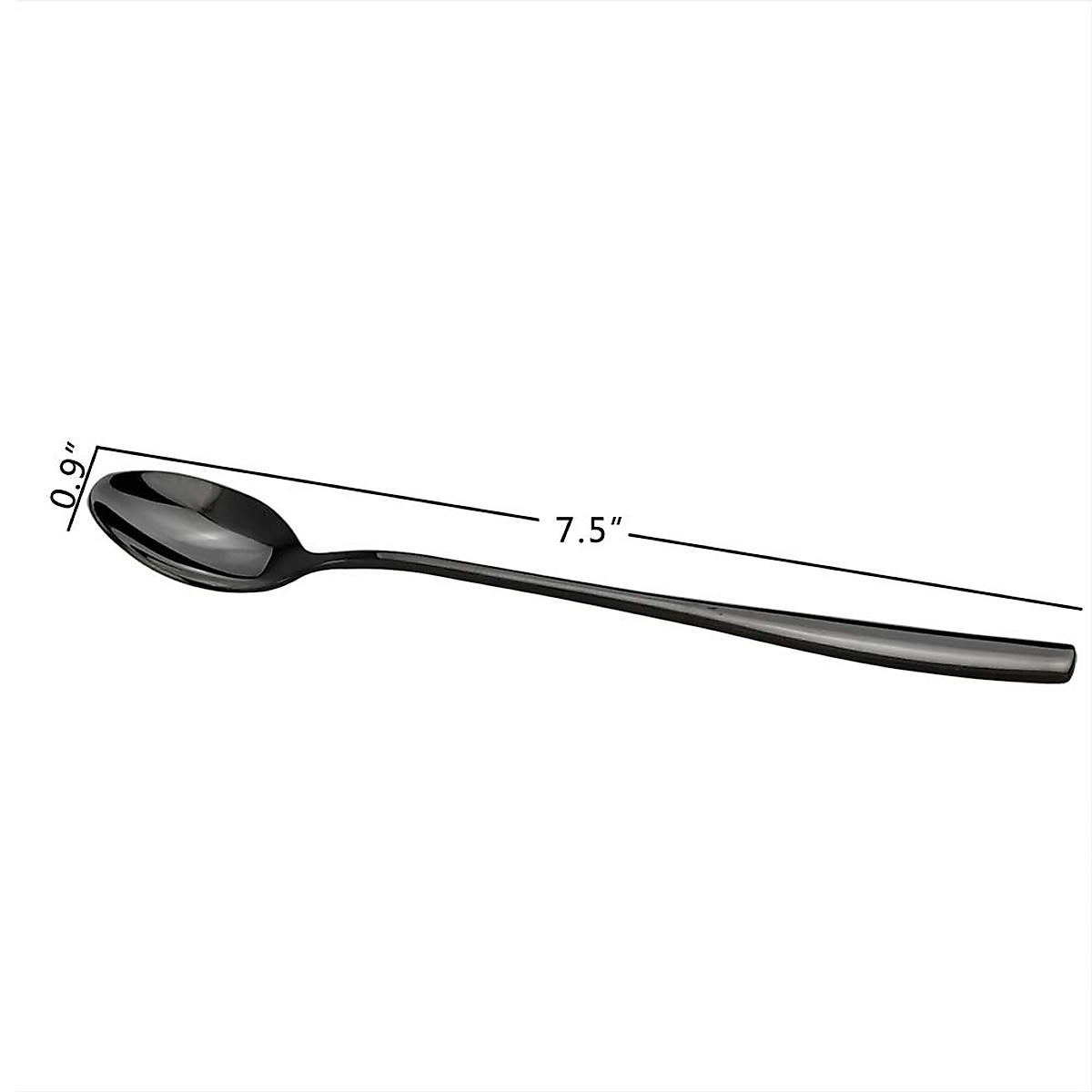 Teyyvn Black Stainless Steel Iced Tea Spoon, Long Handle Stirring Spoon, Set of 8