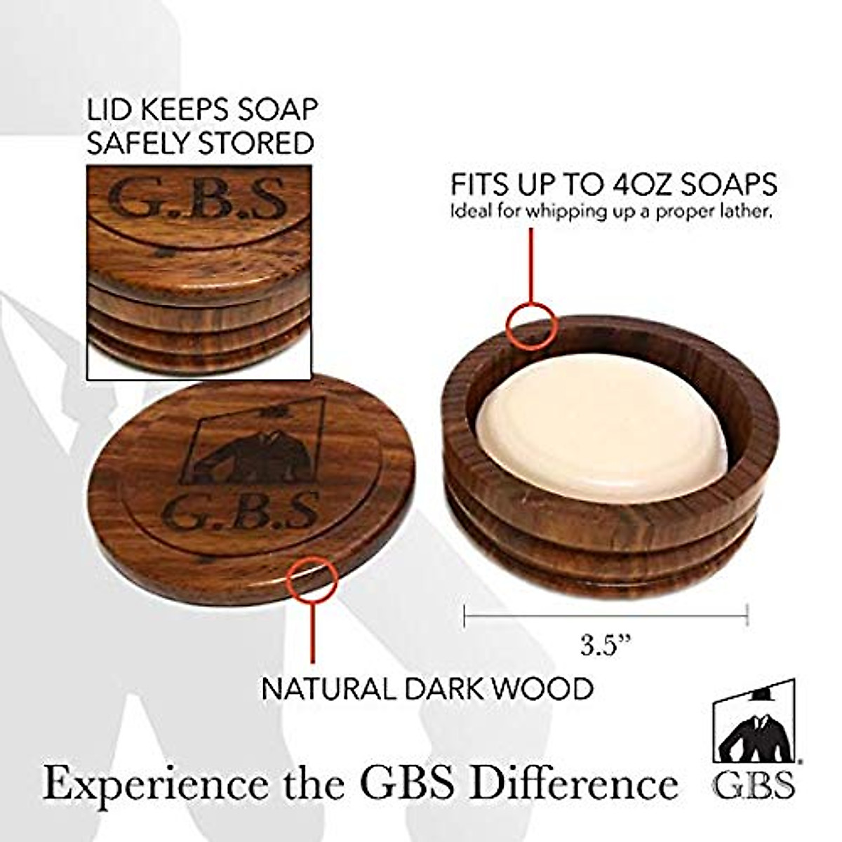 G.B.S Wood Shaving Mug/Bowl with Lid 3.5in Diameter