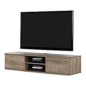 South Shore Agora Wall Mounted Media Console, Weathered Oak