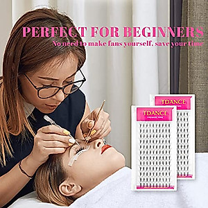 TDANCE-Premade-Fans-Eyelash-Extensions, 10D Superior Lash Extensions Premade Fans Russian Volume Fans Pre Made Lash Fans Middle Stem 8-15mm Mixed Length(Middle Stem,10D-0.07-D,8-15mm)