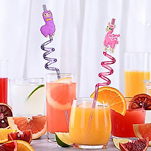 24 LLama Straws Party Favors for LLama Birthday Party Supplies with 2 Cleaning Brush