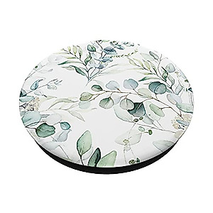 Eucalyptus navy blossom watercolor floral branches leaves PopSockets Swappable PopGrip