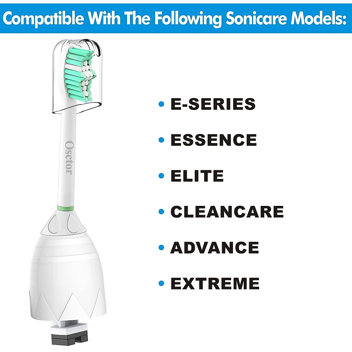 Osctor Replacement Brush Heads Compatible with Phillips Sonicare E-Series HX7022/66, 6 Pack, Fit Essence, Xtreme, Elite, Advance and CleanCare Screw-on Electric Sonic Toothbrush Handles