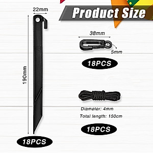 Yinkin 18 Sets Inflatable Stakes Replacement Yard Inflatable Plastic Stakes and Tethers for Christmas Lawn Tents Pegs Blow up Stakes for Inflatables Camping Tents Outdoor Camping Canopy(Black)