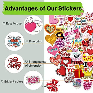 100PCS Valentine's Day Stickers, Non-Repeating Vinyl Waterproof Romantic Stickers for Laptops, Gifts, Water Bottles, Scooters, and Valentine's Day Wall, Window Decorations