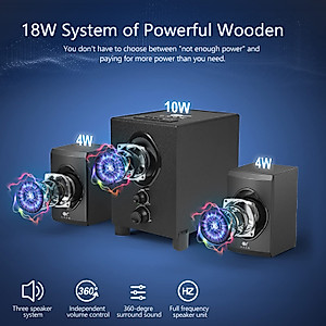OROW(Upgrade S213) Bluetooth Computer Speakers,PC Speaker with Subwoofer,Front Knob 18W Wireless PC Speakers,Support AUX&Bluetooth Play,Great for Party/Game/TV (S213)