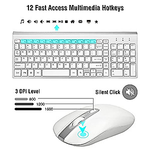 Wireless Keyboard Mouse Combo, RaceGT Energy Saving Silent Ultra-Thin Full Sized Wireless Keyboard and Mouse 3 Level DPI Adjustable Mouse for Computer, Laptop and Desktop